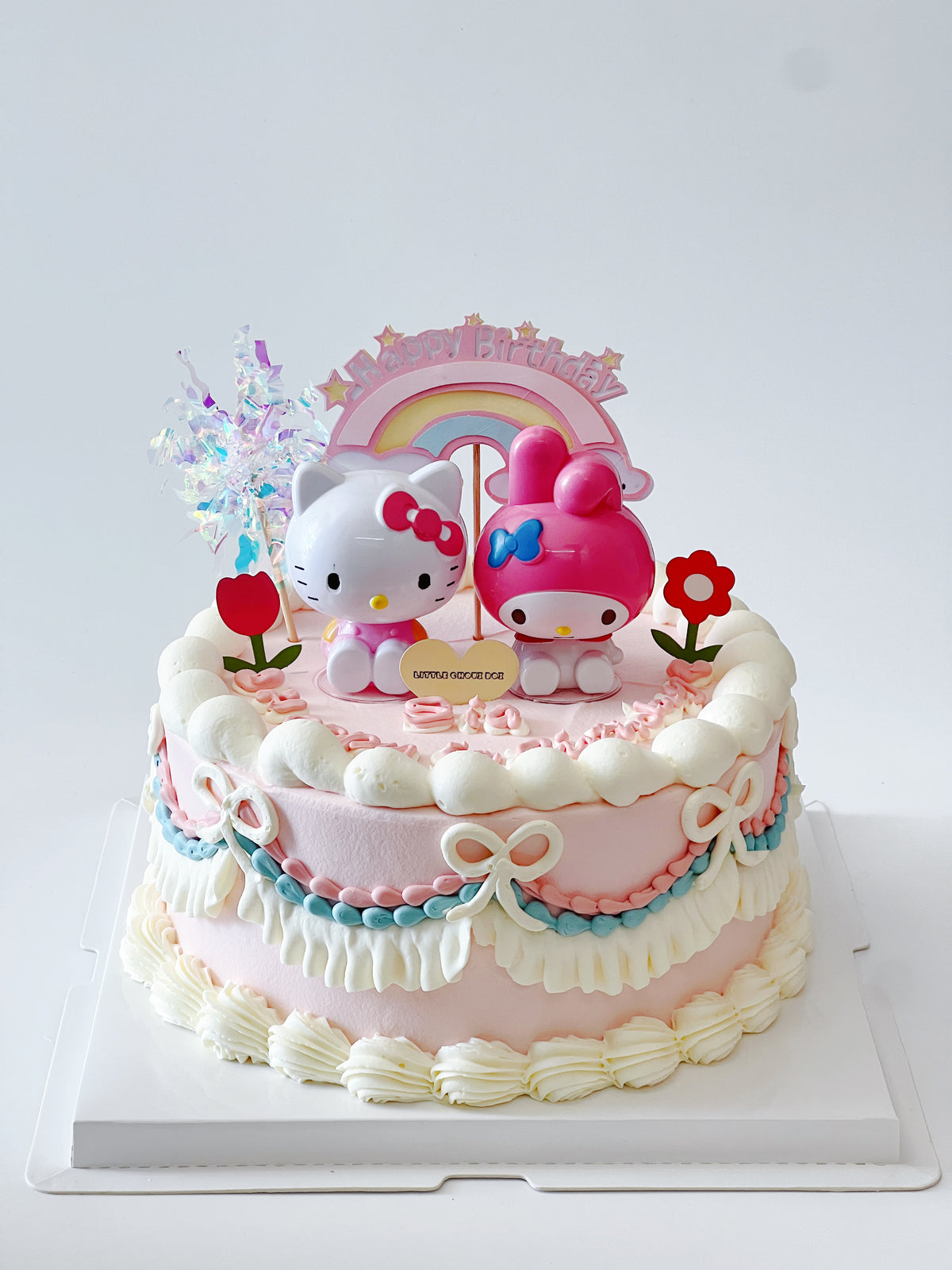 Hello Kitty and Melody Cake 2 Vintage Piping | Little Cake Box