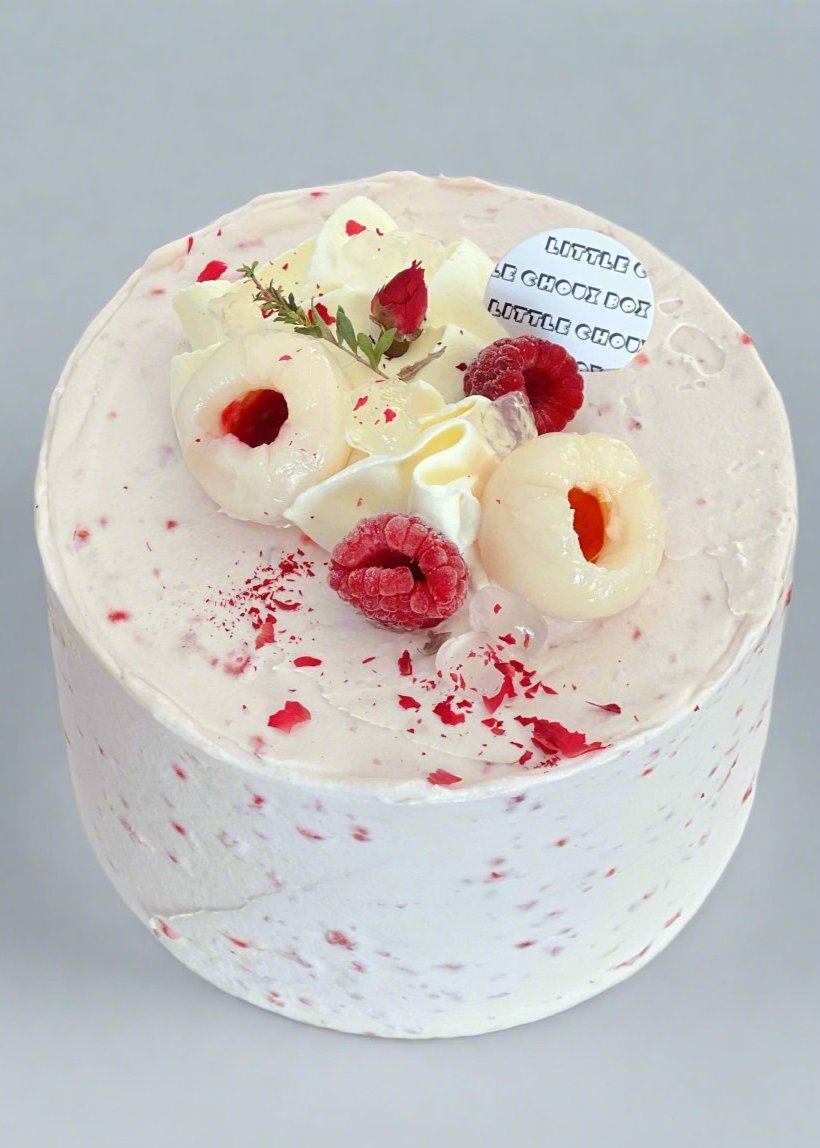 Raspberry Lychee Peach Cake | Little Cake Box