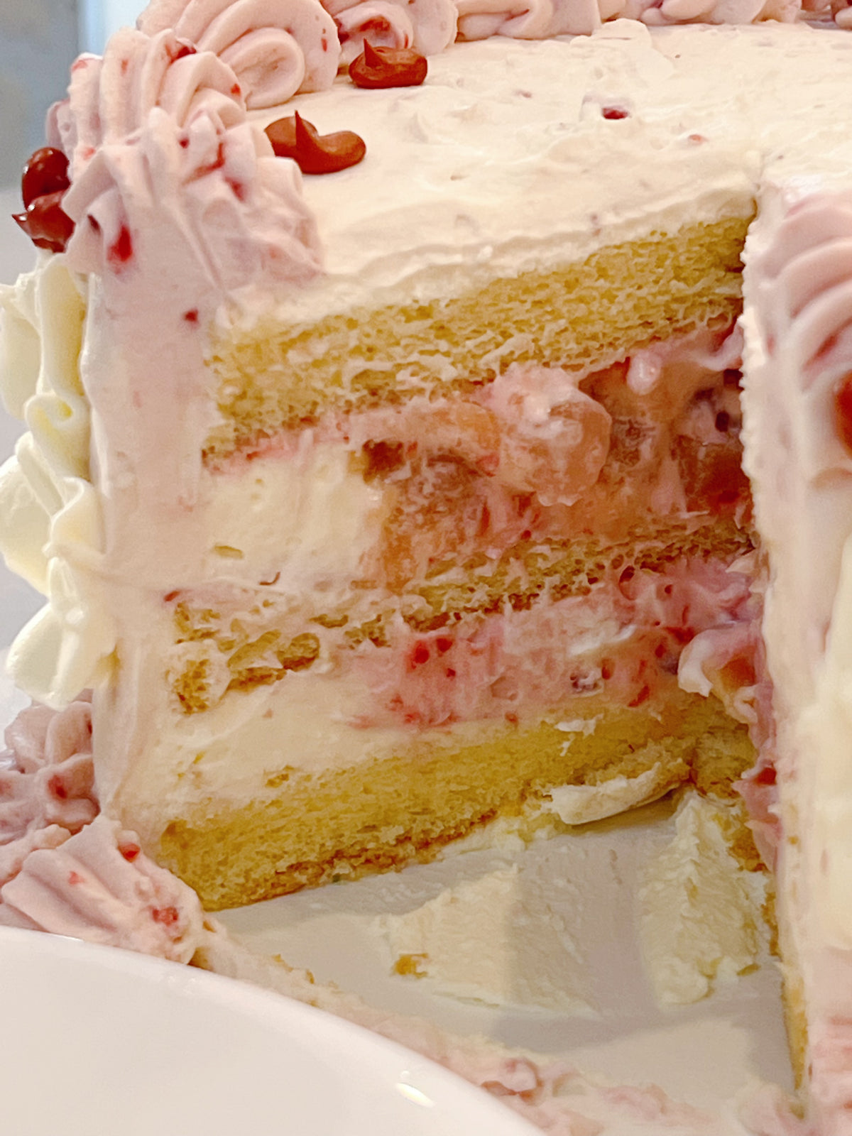 Raspberry Lychee Peach Cake | Little Cake Box